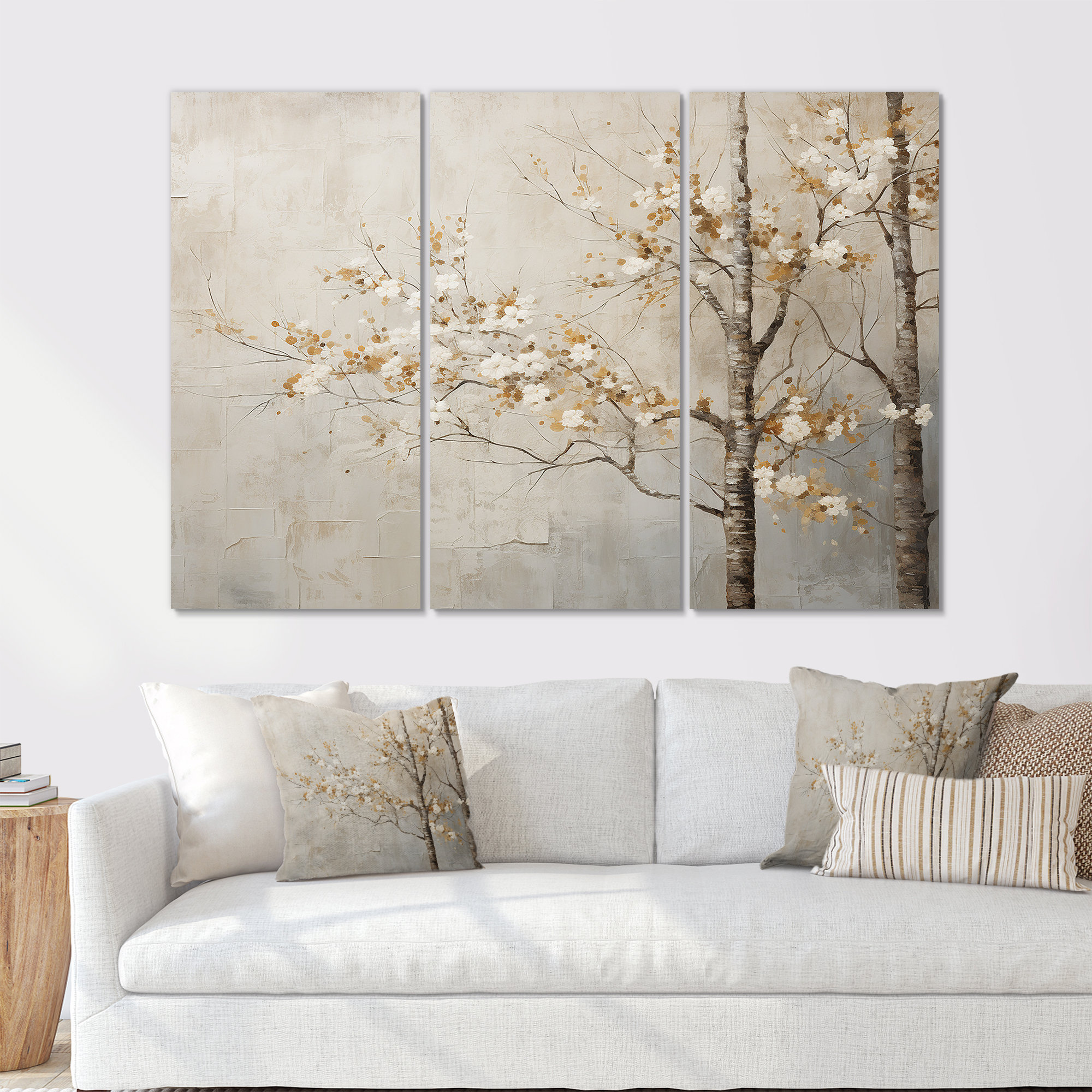 Millwood Pines Beige Trees Harmony III - Tree Canvas Art Set | Wayfair