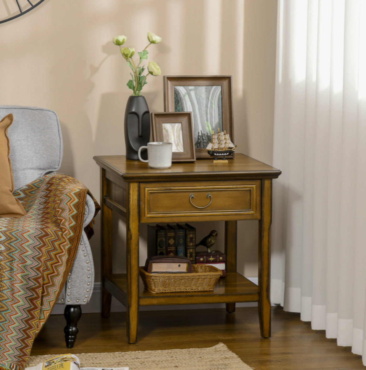 Lark Manor™ Ronda Side Table With Storage, Vintage End Table With ...