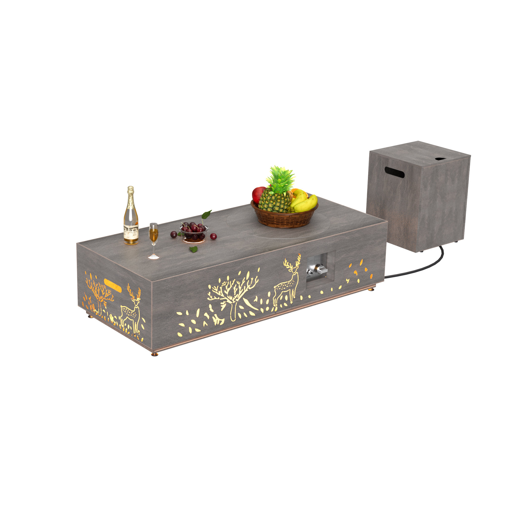 Gracie Oaks 12.6’’ H X 48’’ W Metal Propane Outdoor Gas Fire Pit Table ...