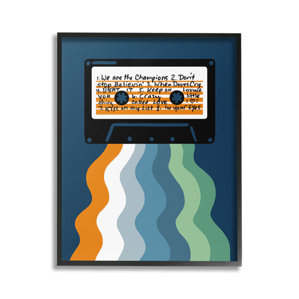 Stupell Industries Mix Tape Cassette Framed Giclee Art by Laura Marr ...