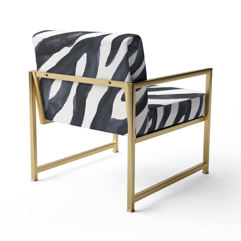 Design Art Zebra Striped - Upholstered Cabin & Lodge Accent Arm Chair ...