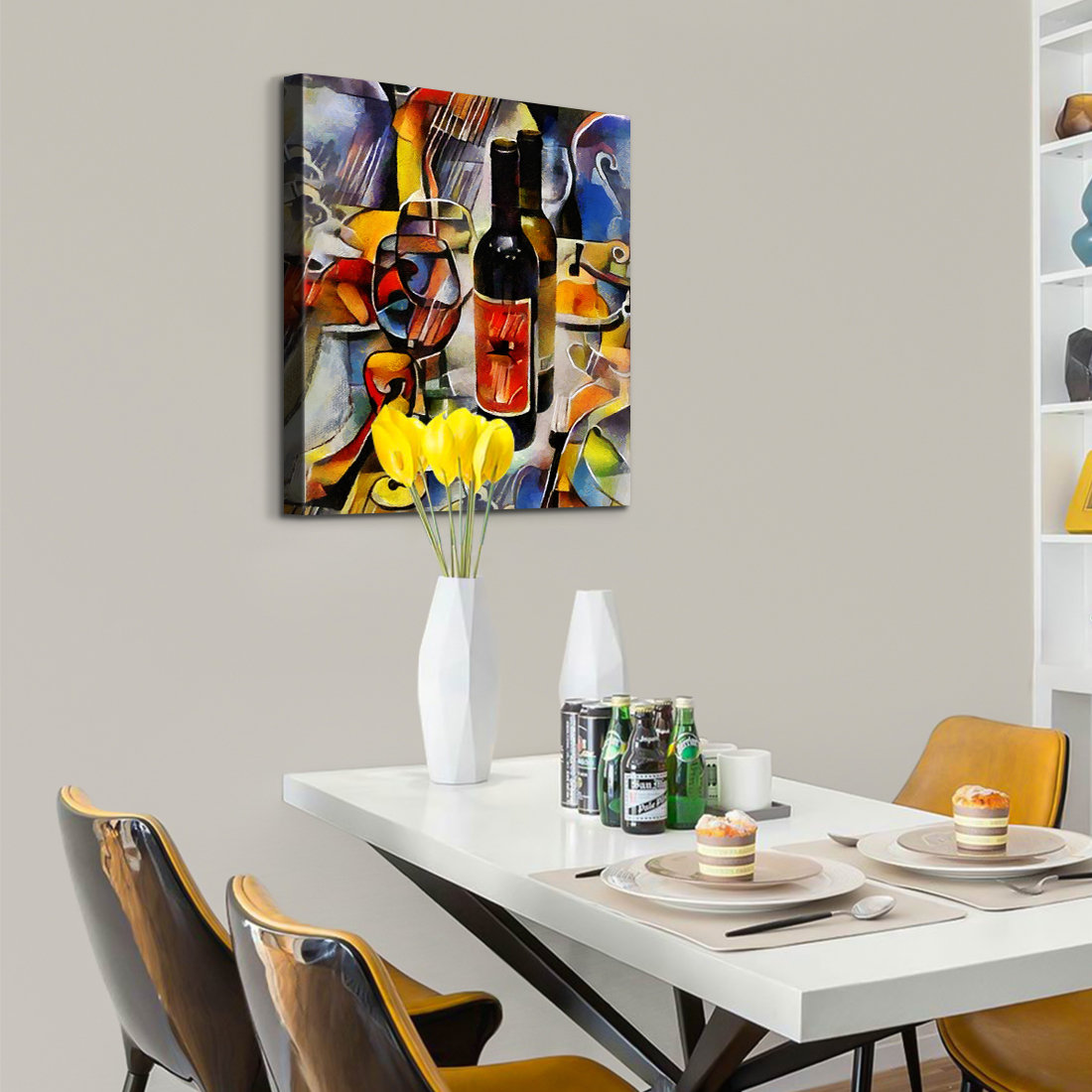 Wrought Studio™ Adetomiwa Framed Canvas Abstract Wine Liquor And Bottle ...