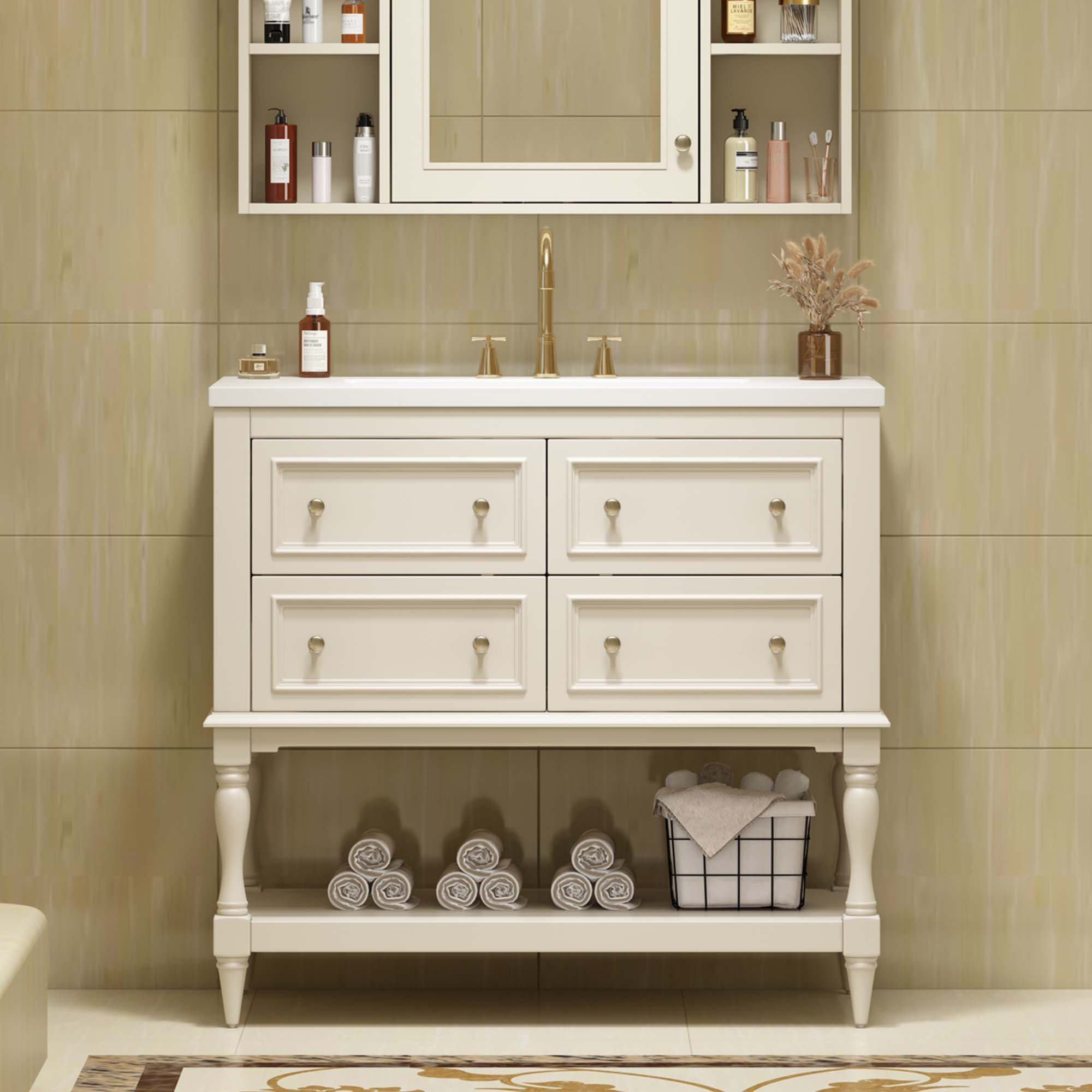 Winston Porter Bathroom Vanity Cabinet With Sink Combo Set, Undermount ...