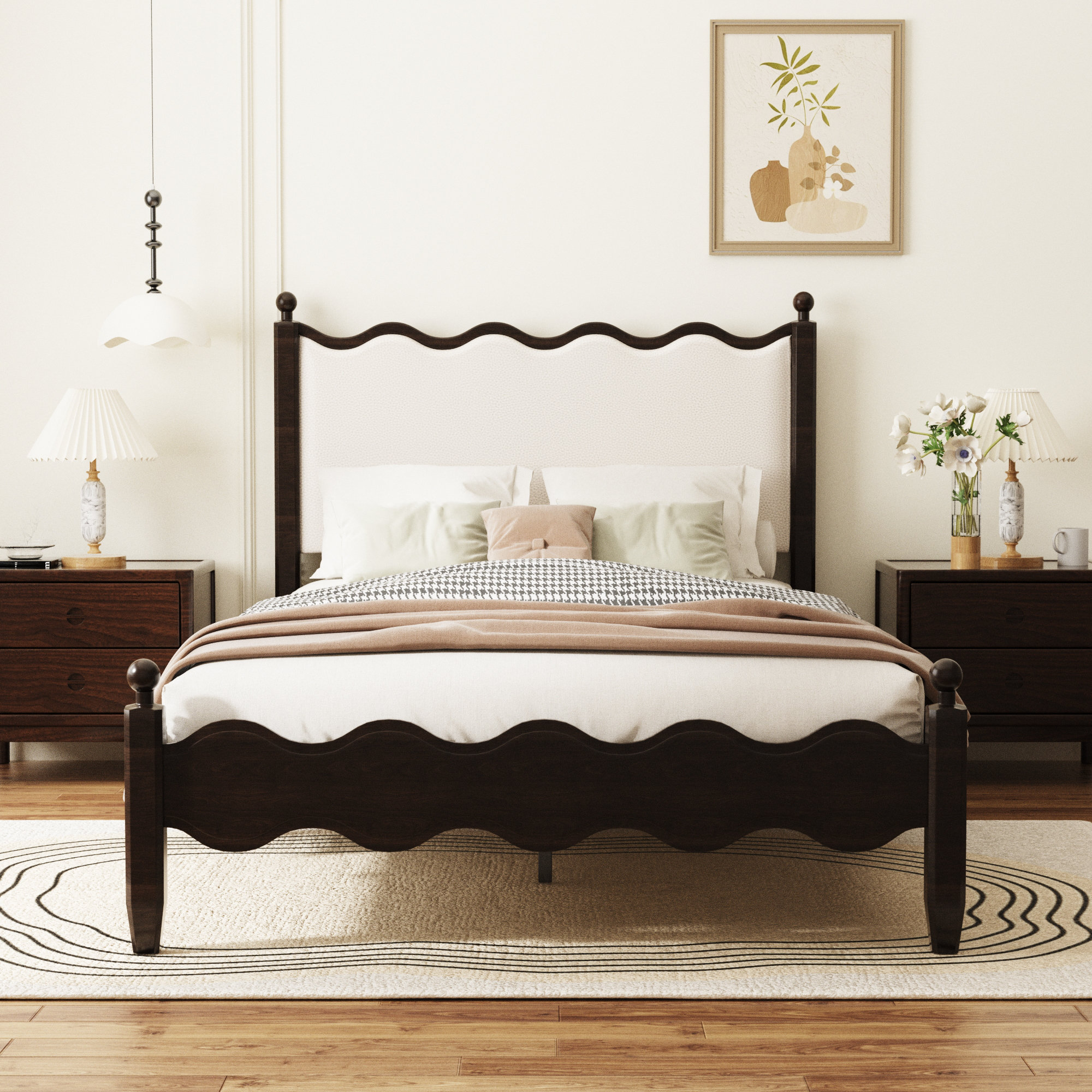Lark Manor™ Ines Wood Bed Frame with Upholstered Headboard & Reviews ...