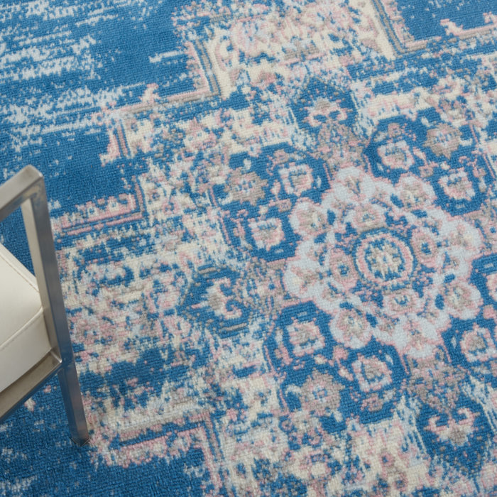Bungalow Rose Burnie Oriental Blue/Ivory Area Rug & Reviews | Wayfair