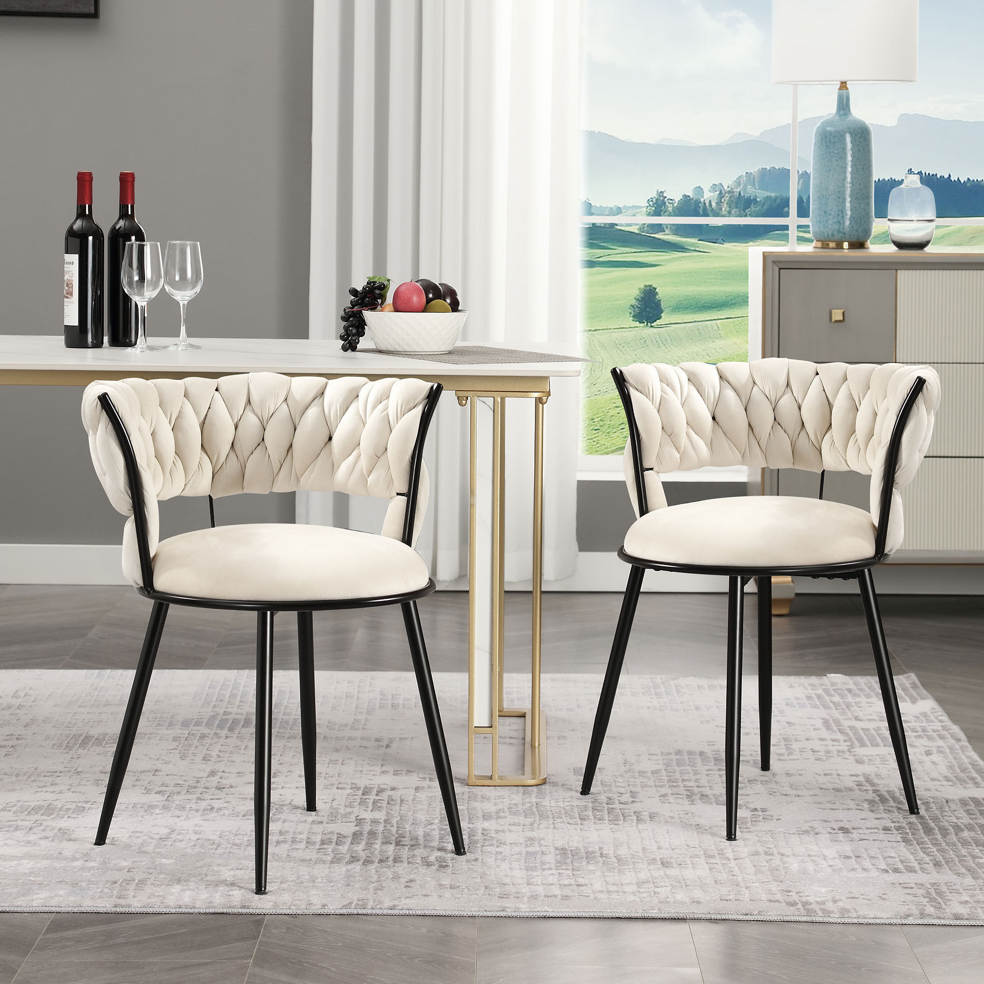 Latitude Run® Sharielle Metal Upholstered Back Side Chair Dining Chair ...