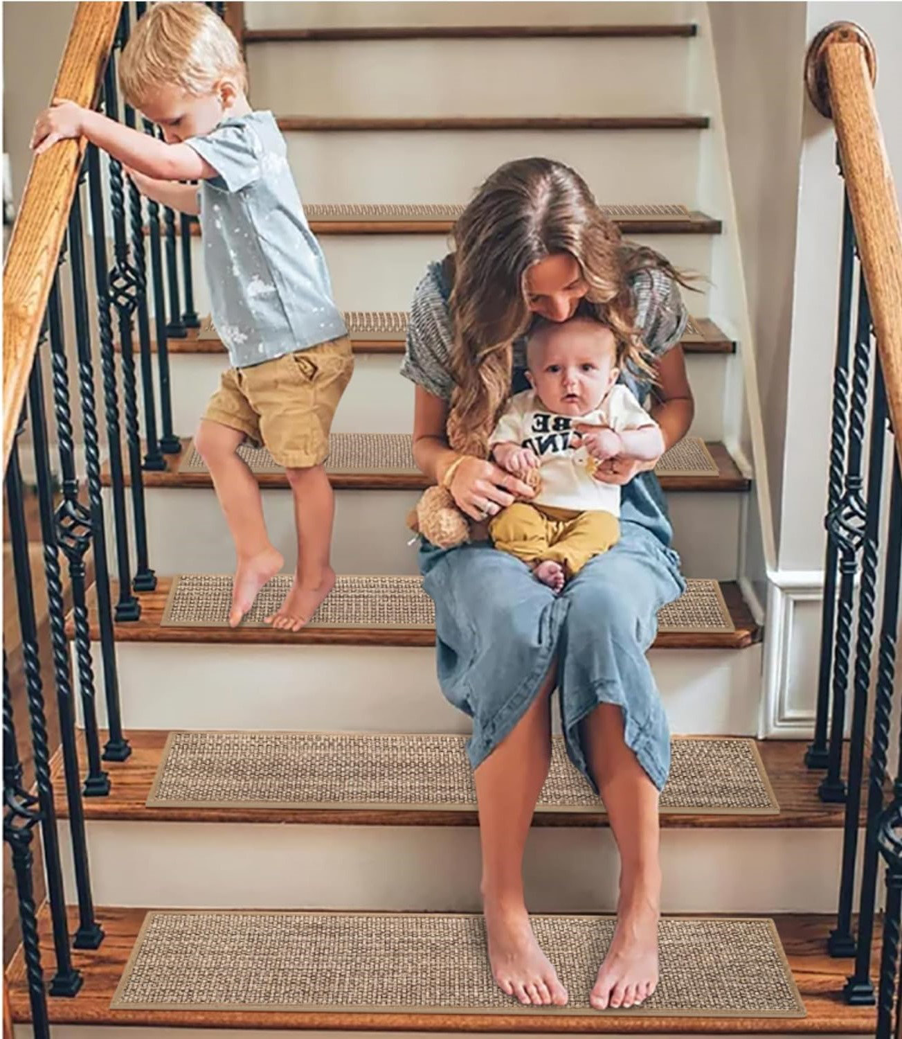 Latitude Run® Linen Stair Treads for Wooden Steps Indoor 30"x8 ...