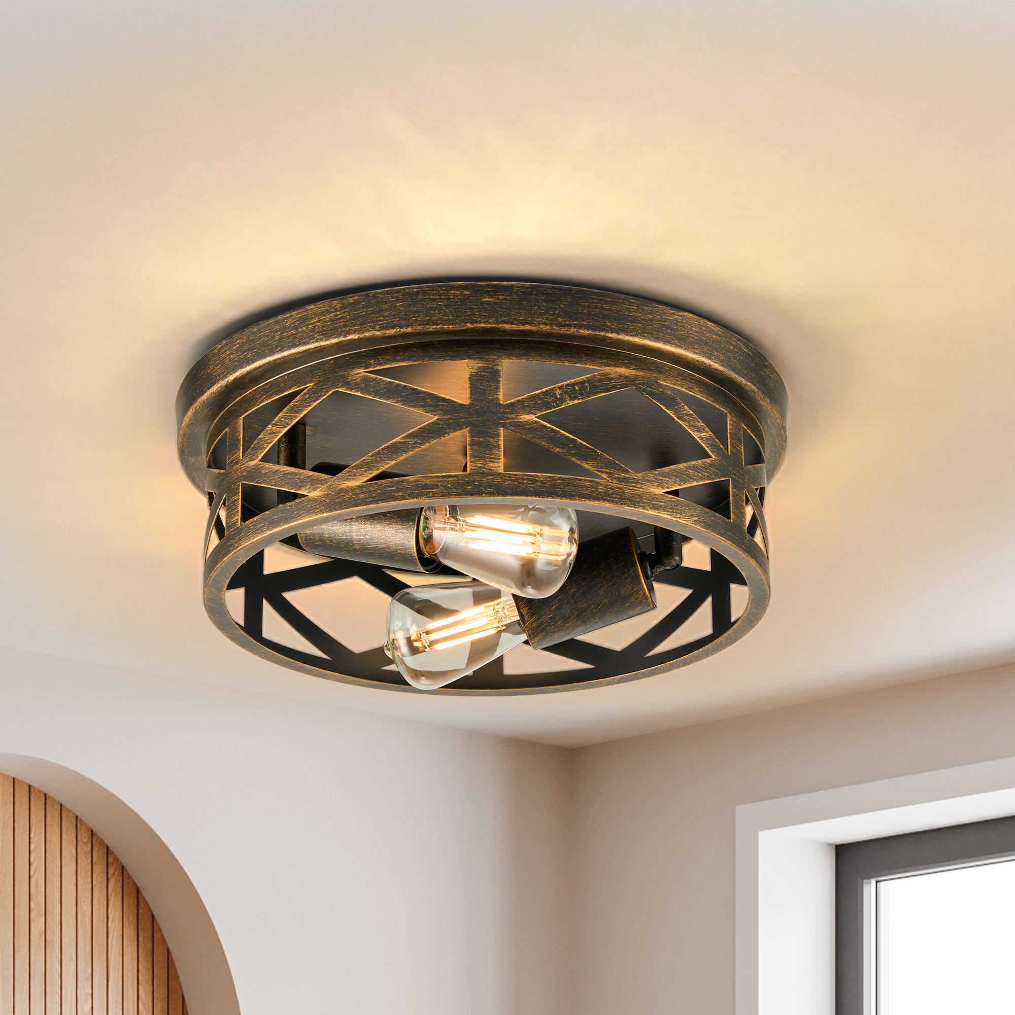 17 Stories 2-Lights Flush Mount Ceiling Light Fixtures (Set of 2) | Wayfair