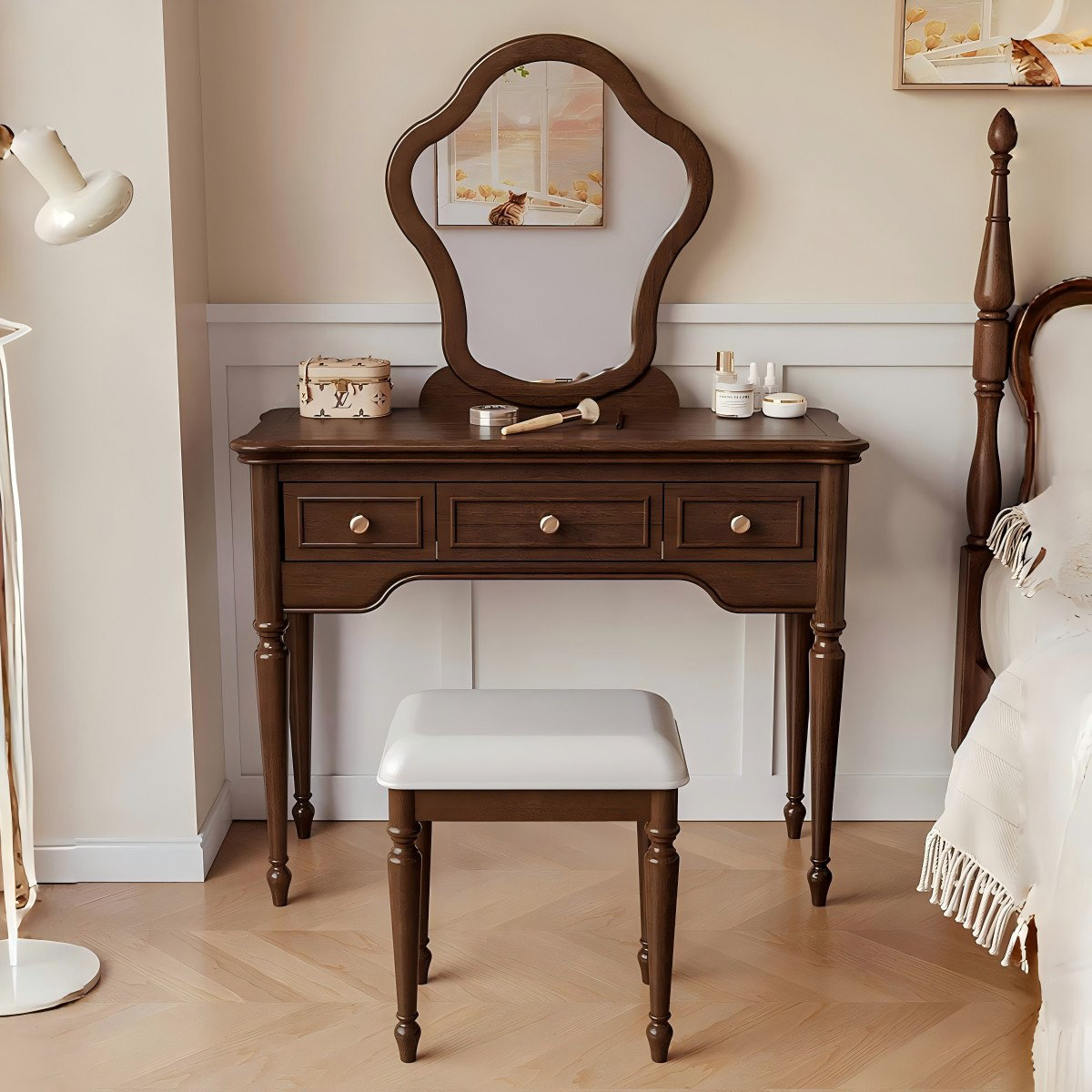 Canora Grey Vintage Brown Solid Wood Vanity Desk | Wayfair