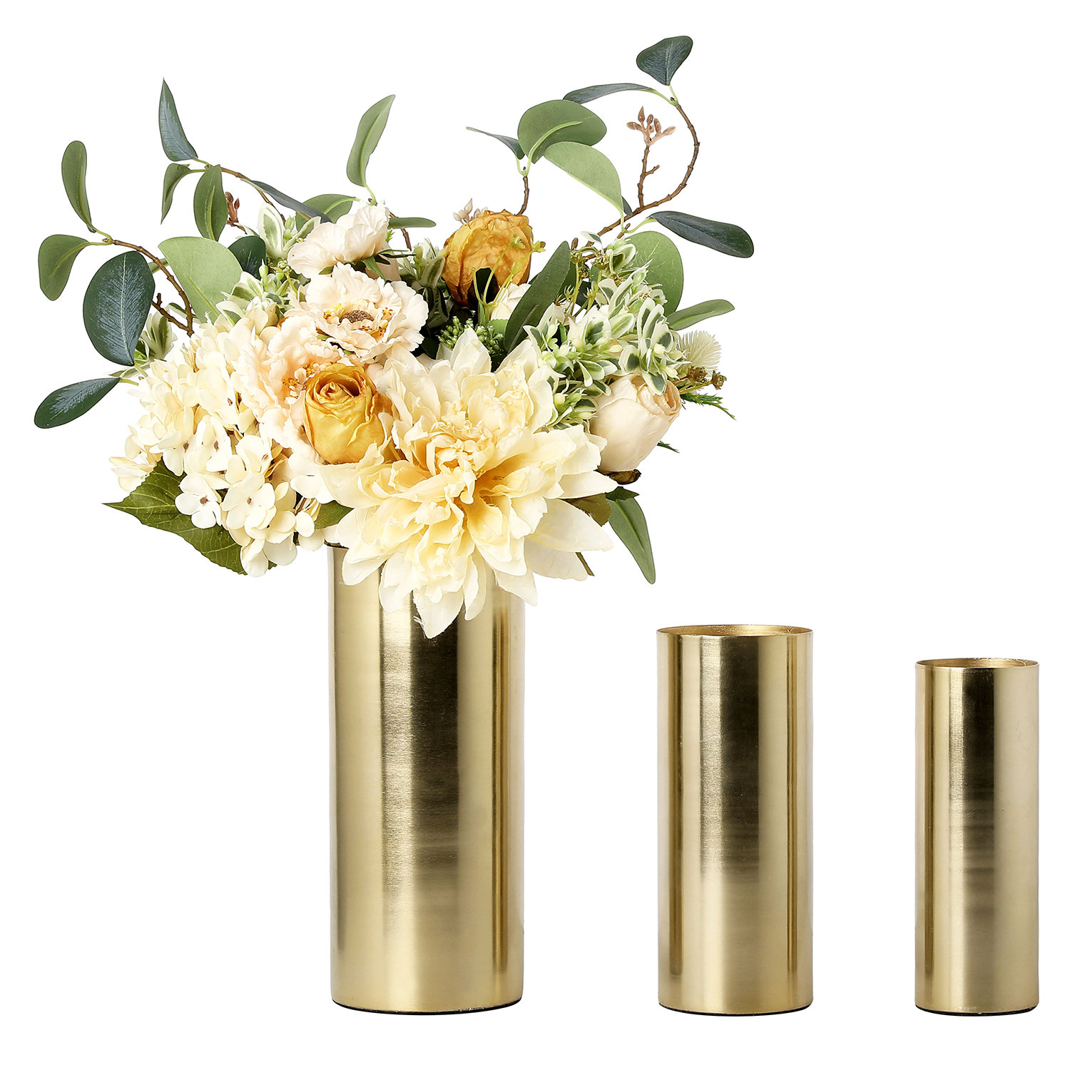 Mercer41 3 Piece Gesemyer Gold Metal Table Vase Set | Wayfair