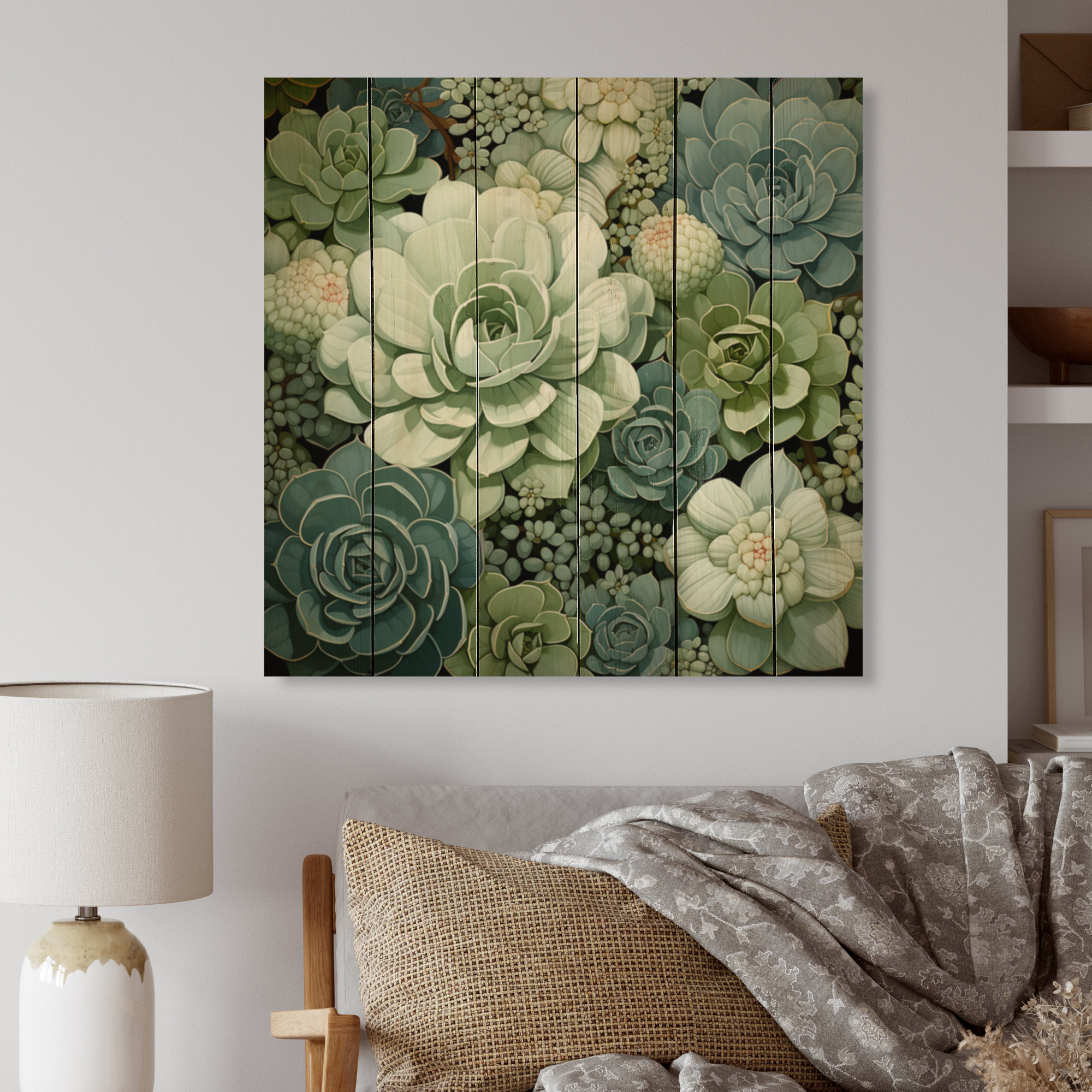 Dakota Fields Jafer Green Succulents Flowers Serene Succulents IV On ...