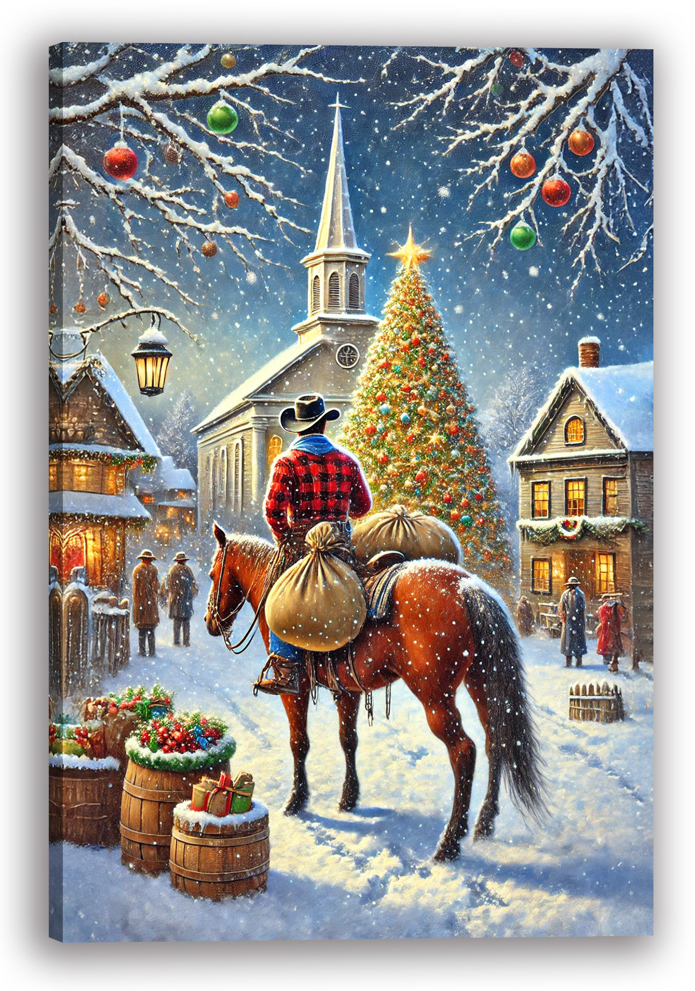 Ophelia & Co. Yuletide Carols: Cowboy's Christmas Eve Canvas Art | Wayfair