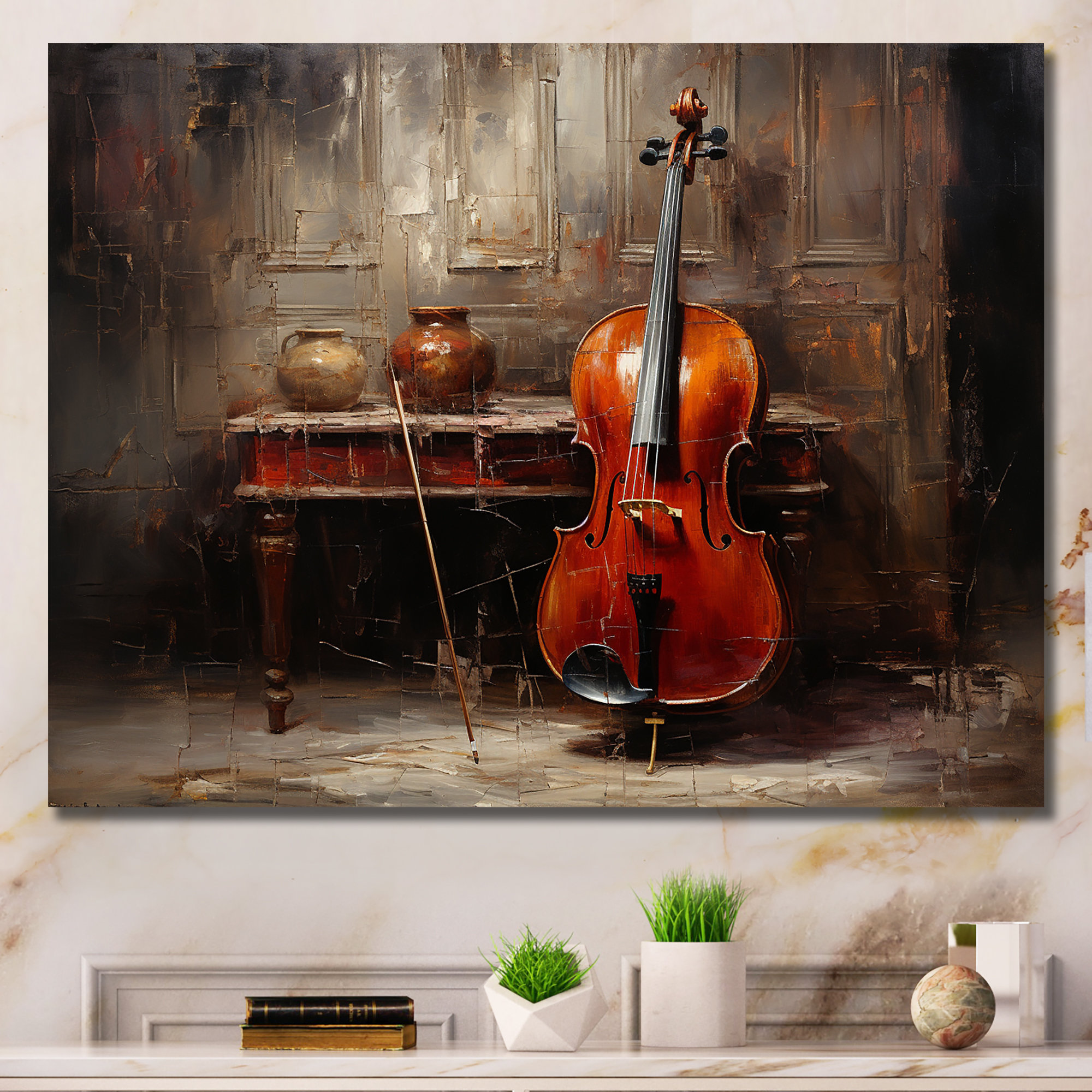 Winston Porter Cello Charisma Deep Burgundy II - Music Wall Art | Wayfair