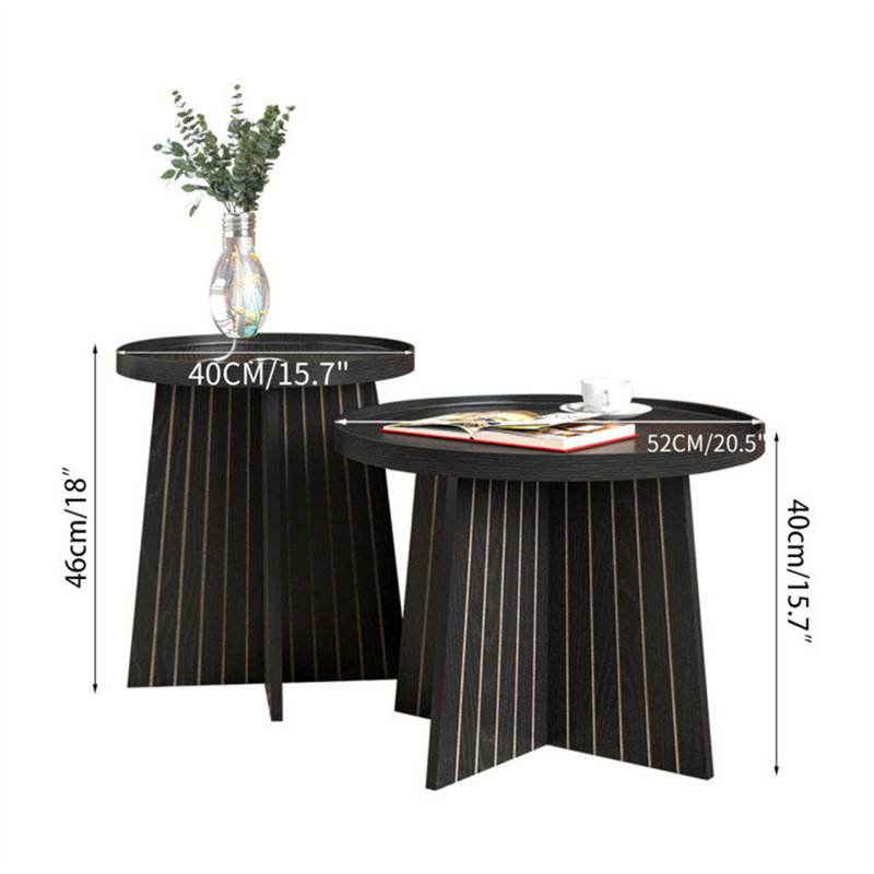 Gracie Oaks Round Fluted Nesting Coffee Table, 2 Piece Coffee Table Set ...