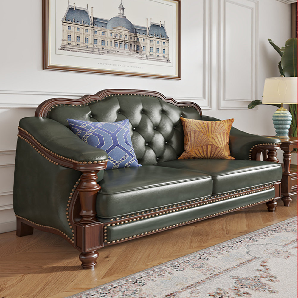 Laouteu Vintage-style olive green sofa | Wayfair