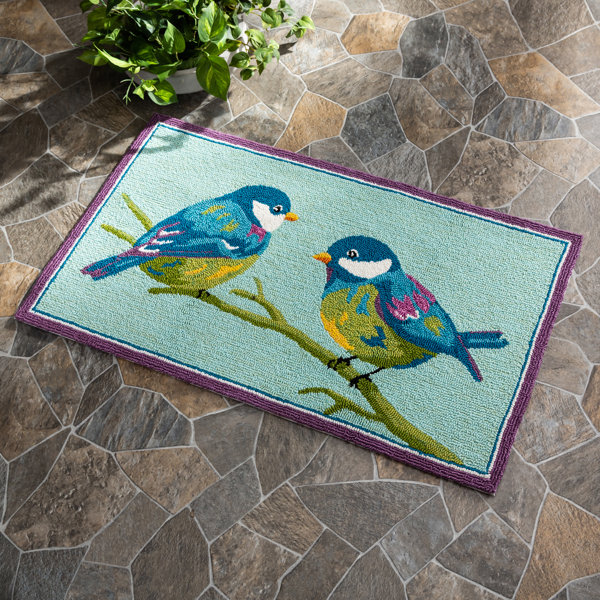 Wildon Home® Primous Indoor/Outdoor Bluebird Hooked Accent Rug 24"x42 ...