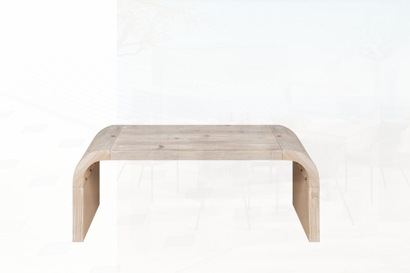 Serene Resin Chic Curved Art Deco Coffee Table with Easy Assembly and ...