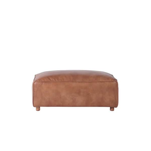 Primitive Collection Montana Leather Ottoman | Wayfair