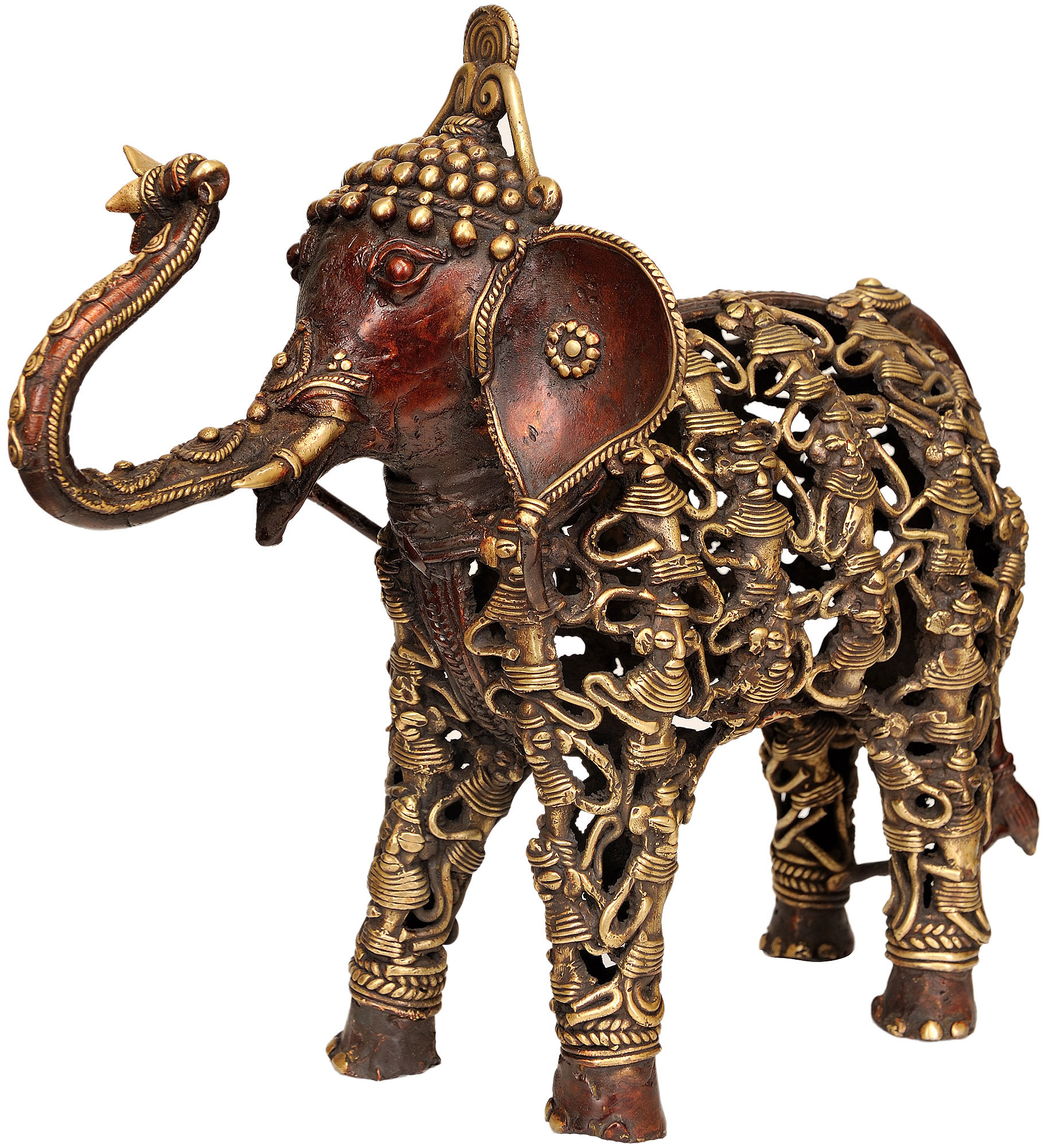 Bungalow Rose Elephant Made Of Human Figures (Folk Statue From Bastar ...