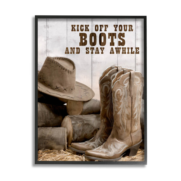 Stupell Industries " Kick-off Boots Stay A While Phrase " by Kim Allen ...