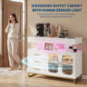 Mercer41 Modern White Sideboard Buffet Cabinet with Auto-Detector RGB ...