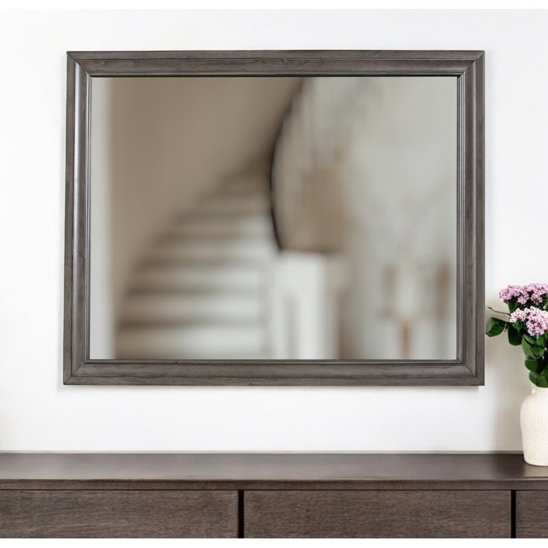 HomeRoots 37" Gray Wood Framed Accent Mirror | Wayfair