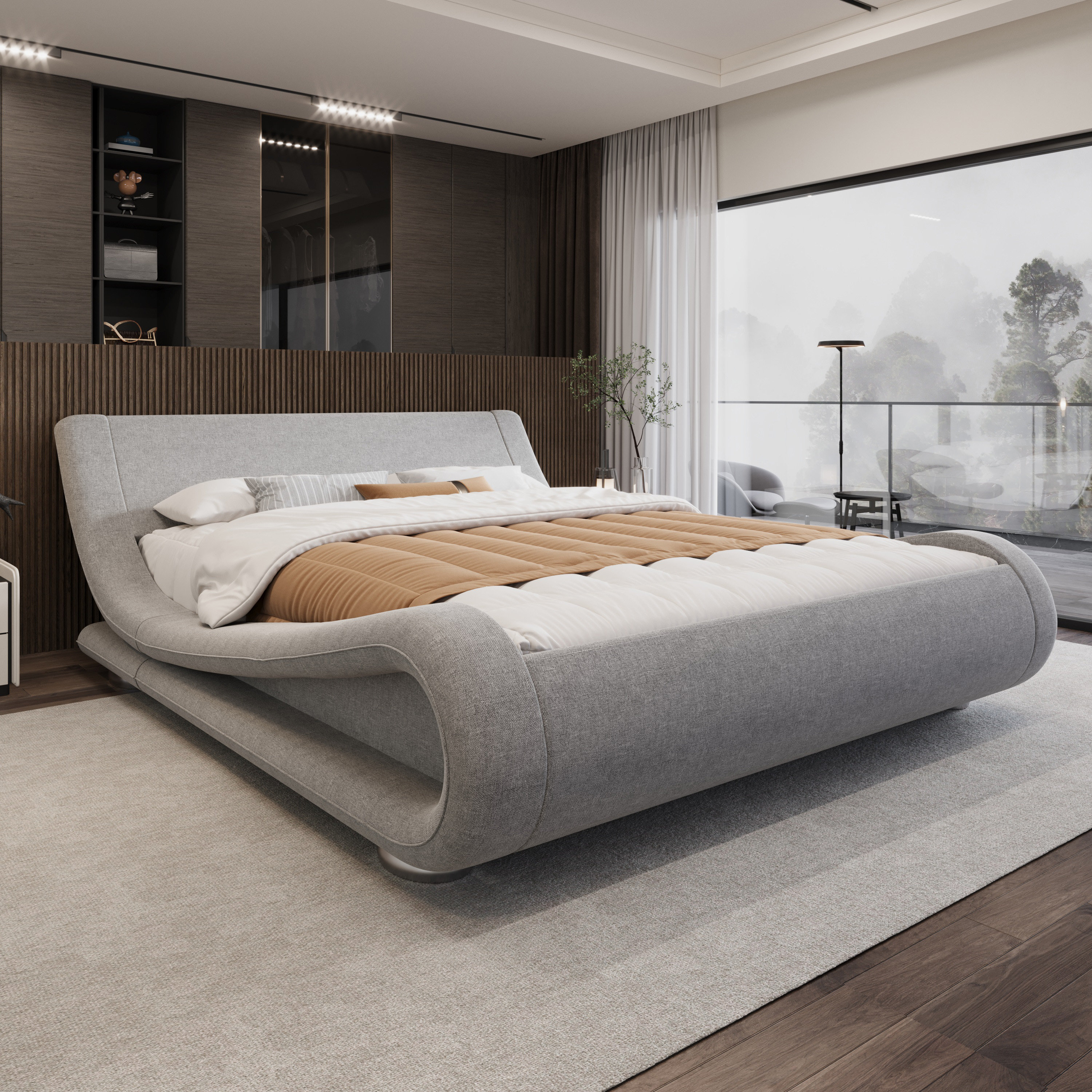 Wrought Studio™ Low Profile Sleigh Bed with Ergonomic Adjustable ...