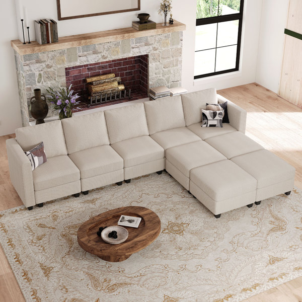 Ebern Designs 132.2'' Wide Oversized U-Shaped Corduroy Modular ...