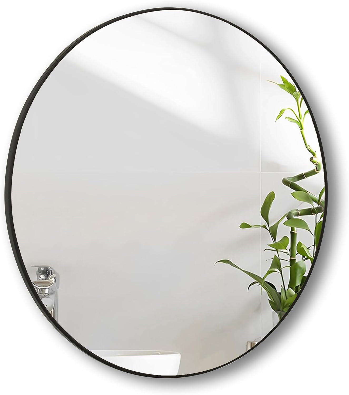 Latitude Run® Nyvaeh Round Black Bathroom 24 Inch Mirror Circle Wall ...