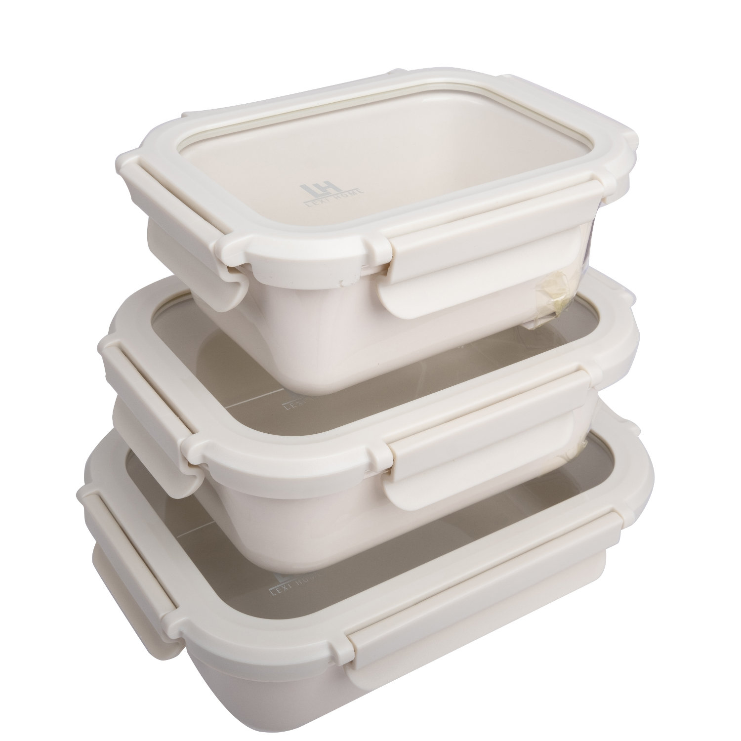 Lexi Home Brixton Porcelain Ceramic Set Leakproof Containers With Glass ...