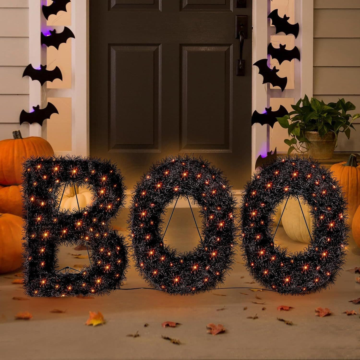 The Holiday Aisle® 3 Piece Outdoor Boo Sign Decor | Wayfair