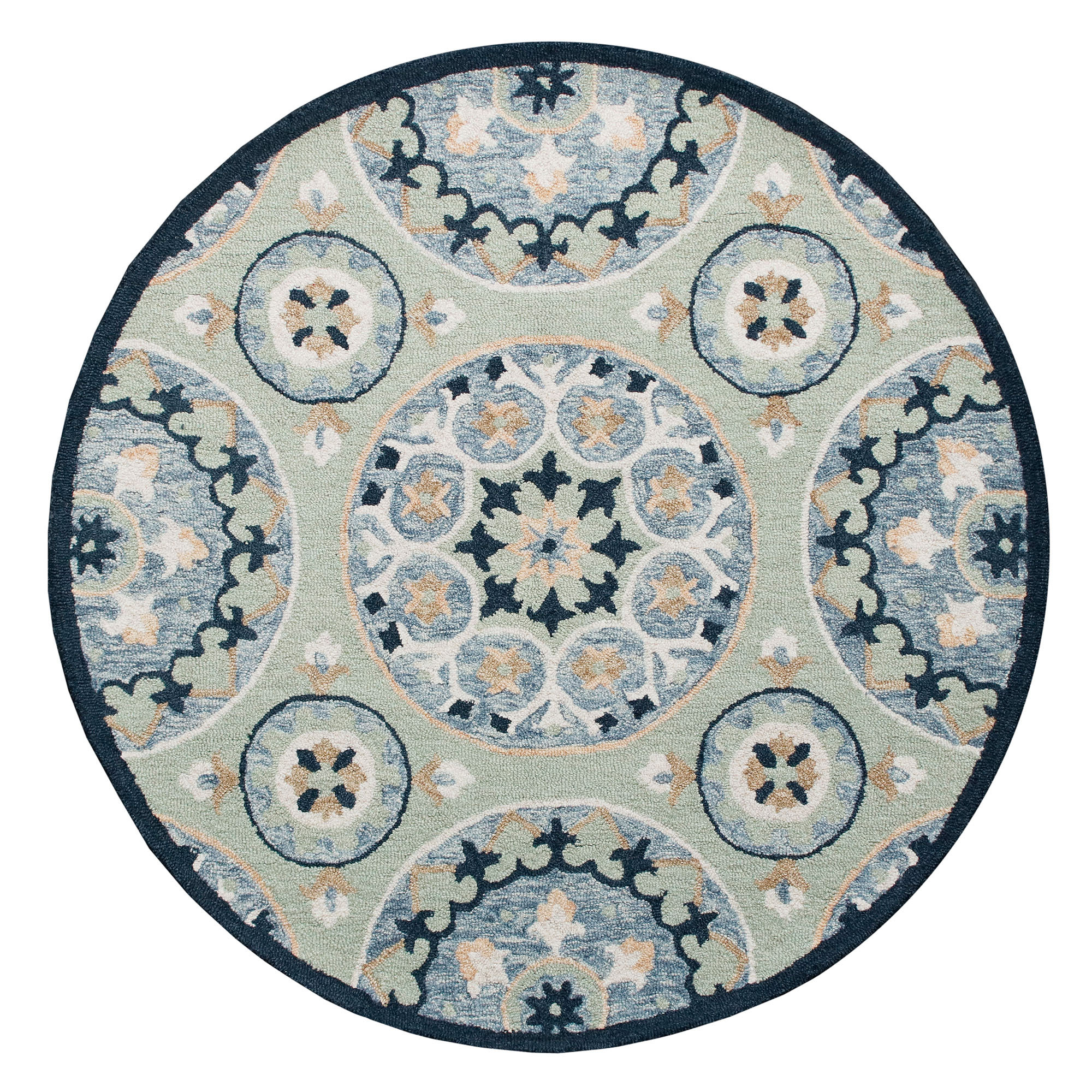 Alcott Hill® Round Borlaug Wool Area Rug with Non-Slip Backing | Wayfair
