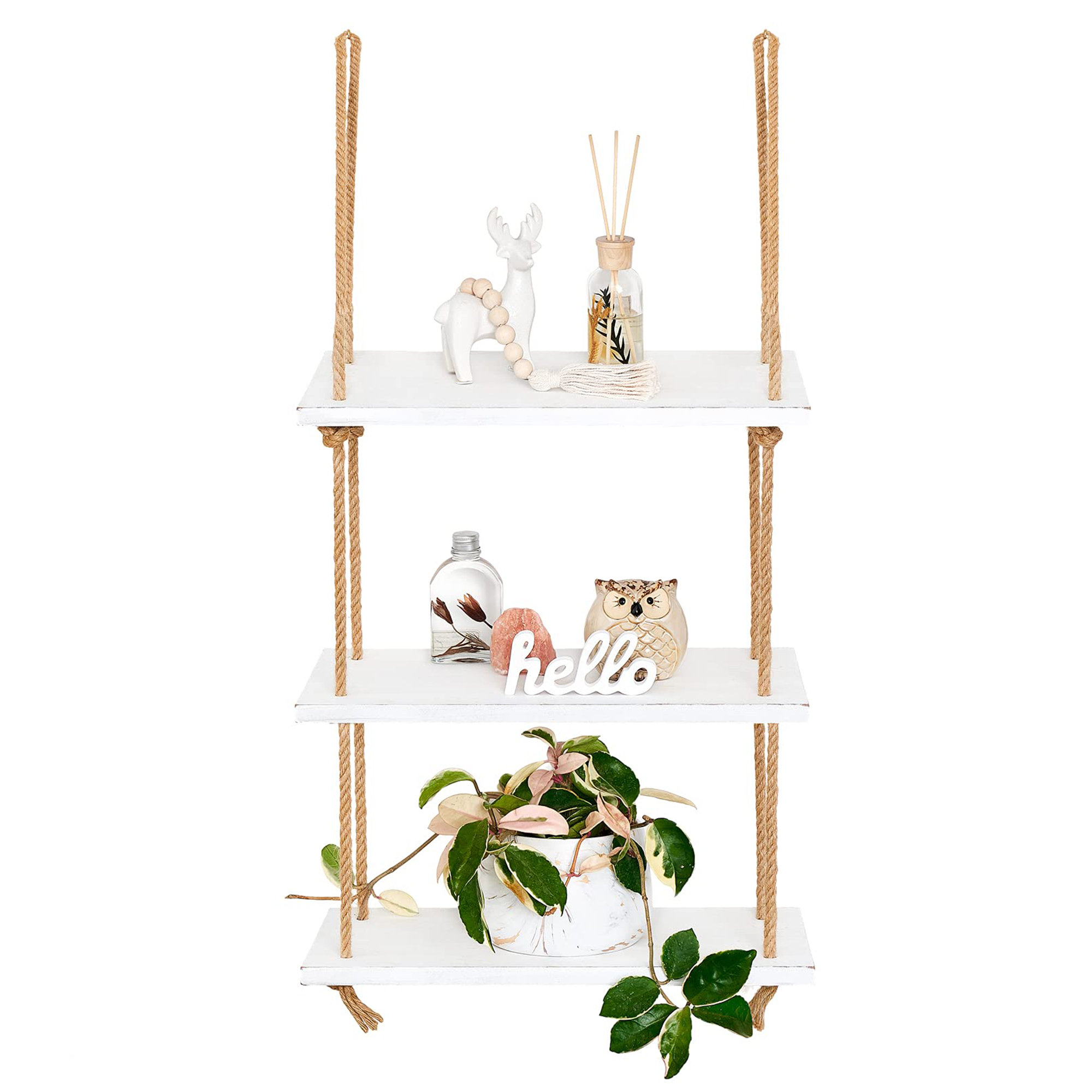 Longshore Tides 3 Tier Rustic Wood Floating Wall Shelves | Wayfair