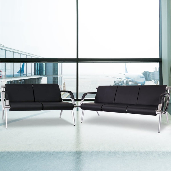 Kinbor Faux Leather Seat Tandem Seating with Metal Frame | Wayfair