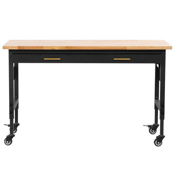 WFX Utility™ Adjustable Height Wood Workbench with Metal Frame and ...