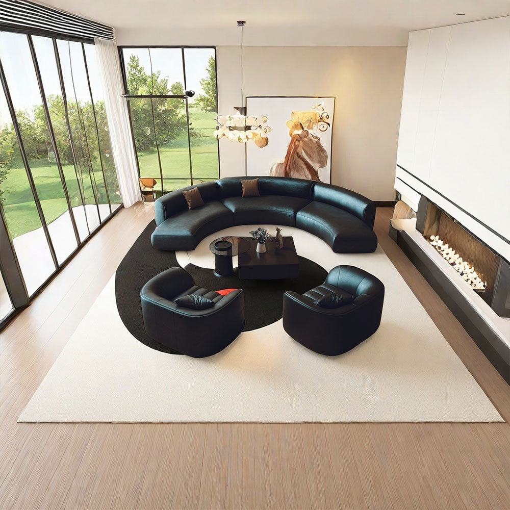 Walkoly Black semi circular arc negotiating sofa set | Wayfair