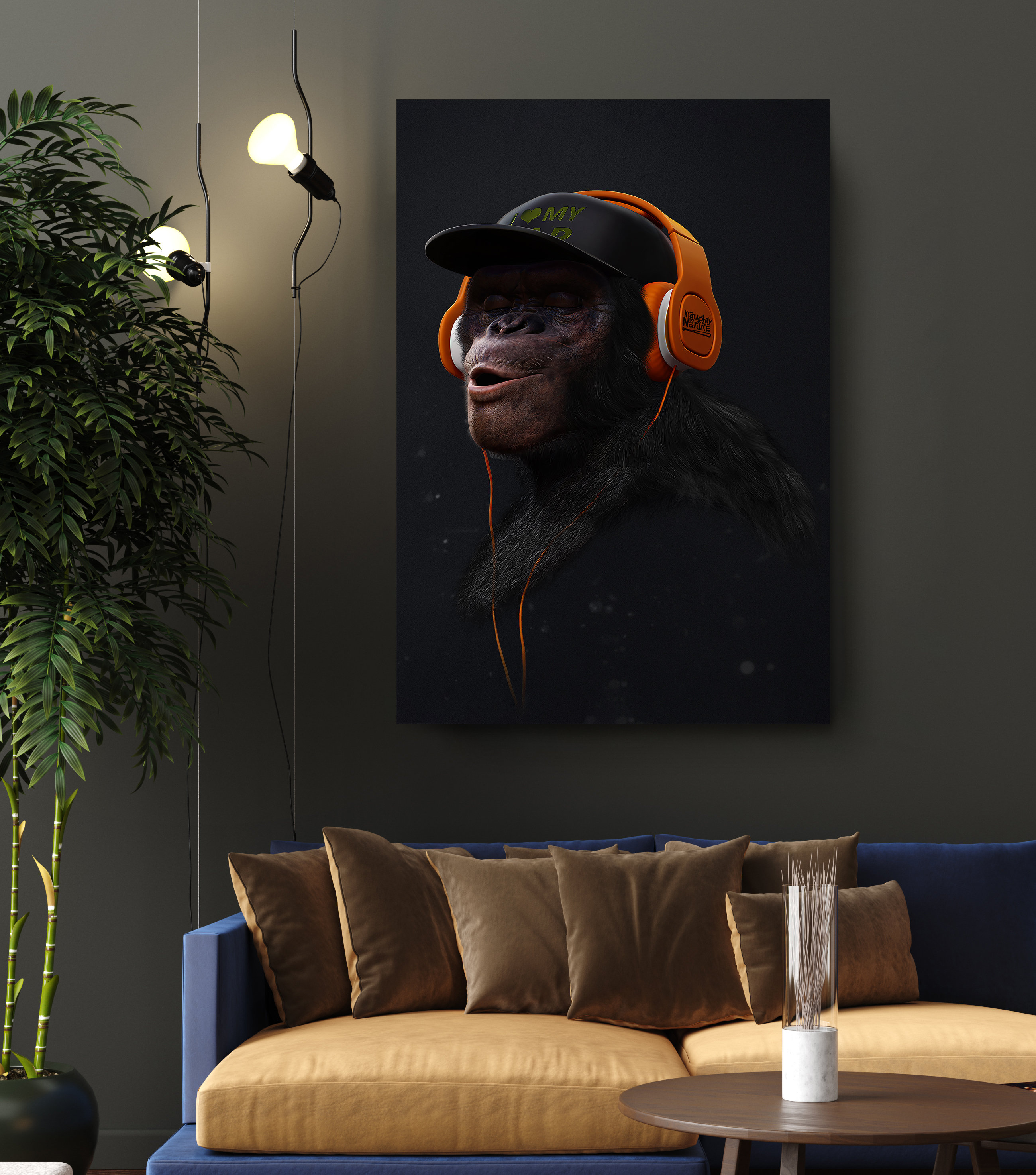 Trinx Swag Monkey with Headphones on Canvas Print | Wayfair