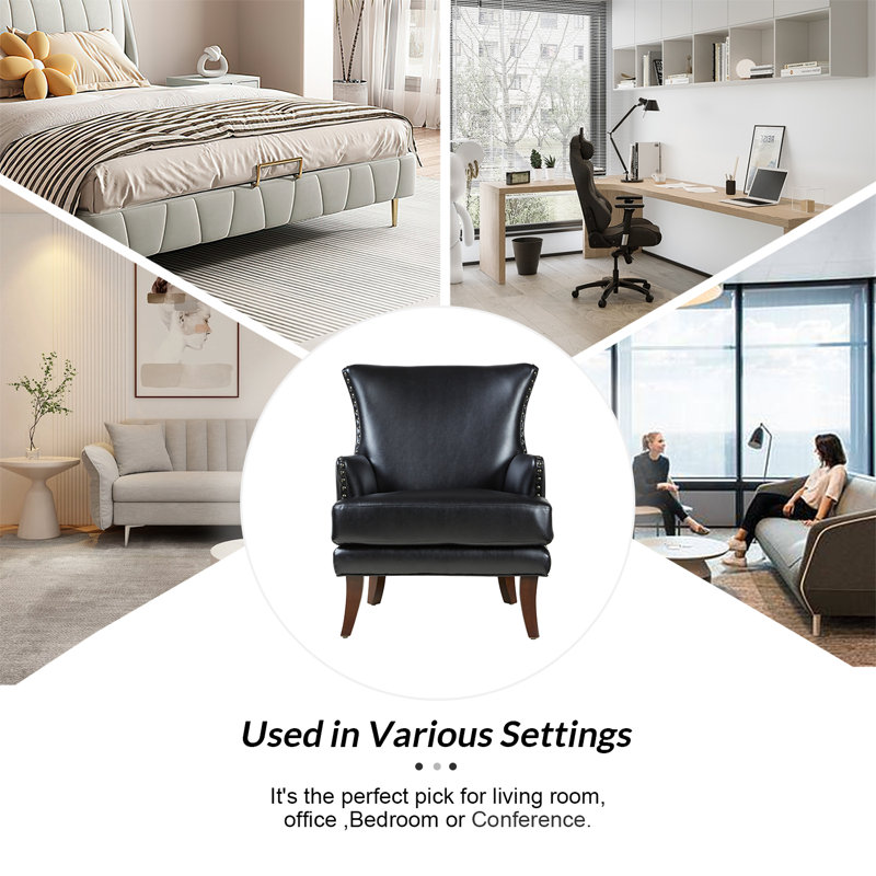 Three Posts™ Awad Vegan Leather Wingback Armchair & Reviews | Wayfair