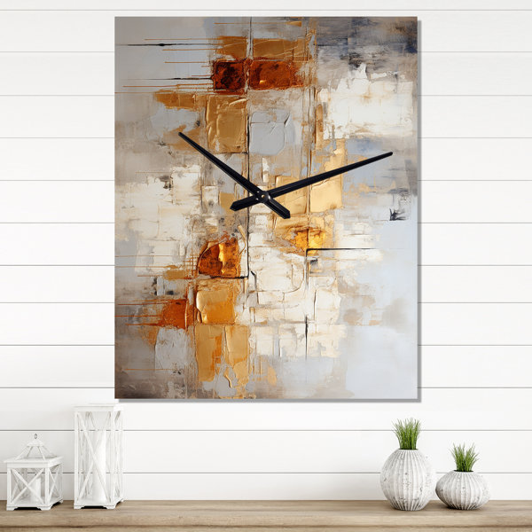 DesignArt Transcendent Textures V - Abstract Collages Wall Clocks | Wayfair