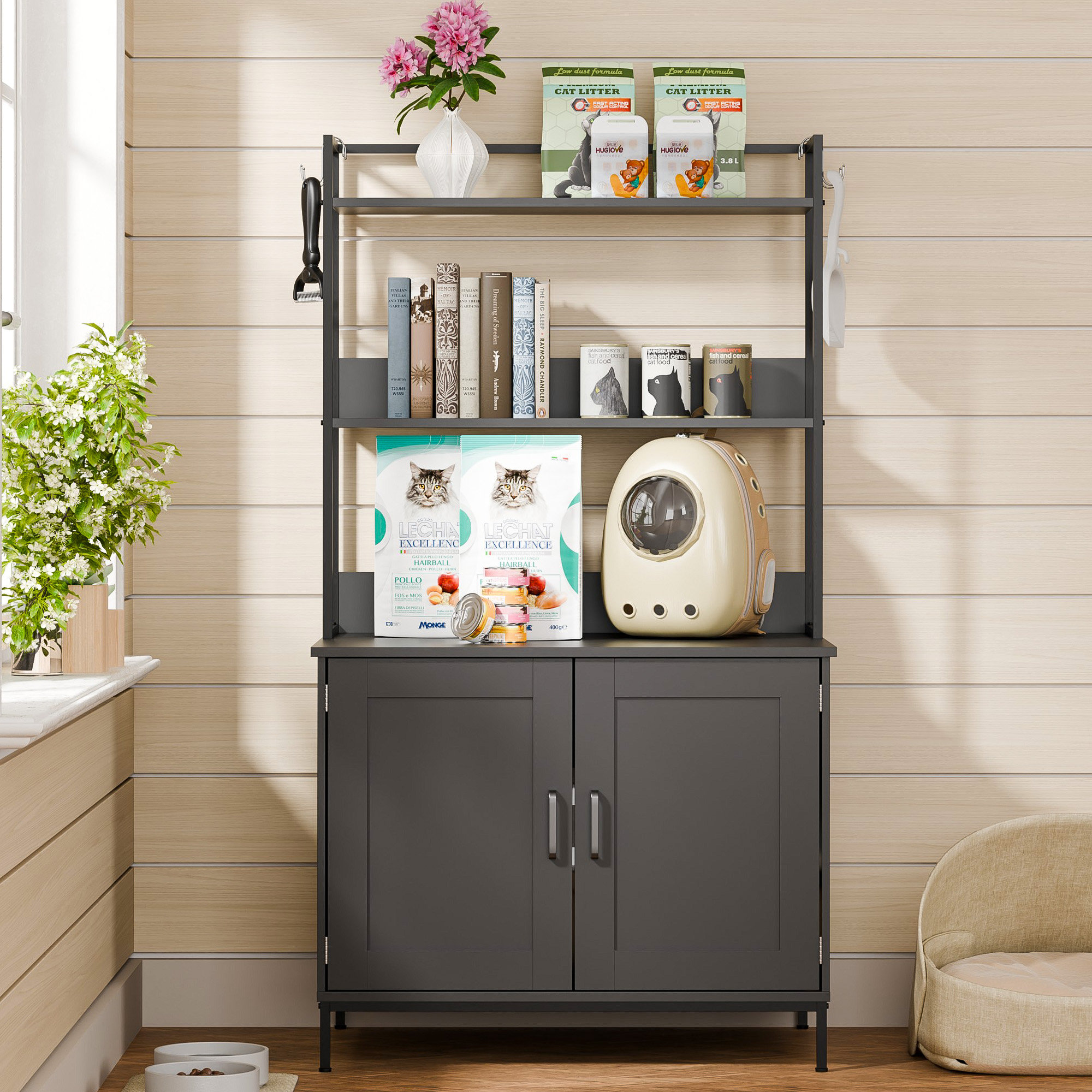 Tucker Murphy Pet™ Litter Box Enclosure With Shelves And Doors ...