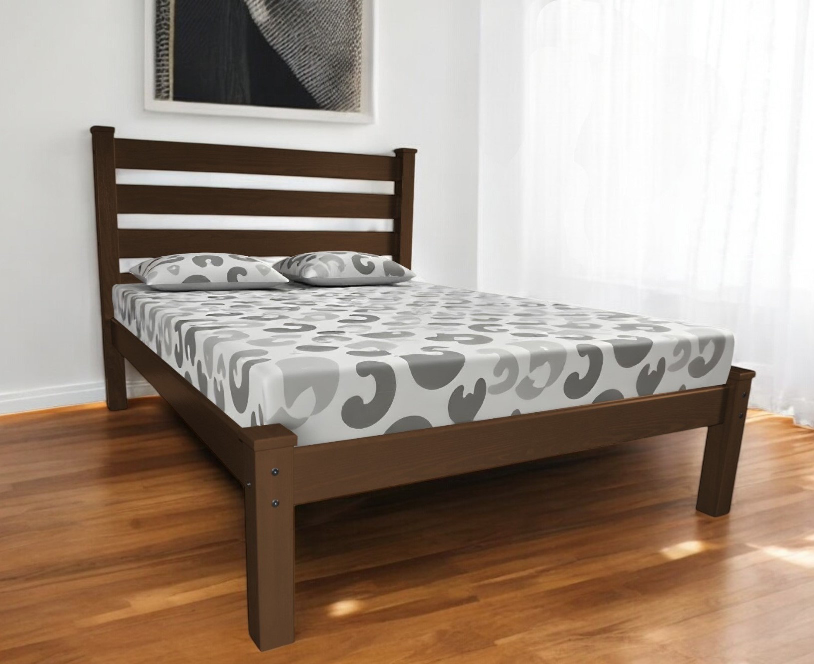 HomeRoots Brown Solid Wood Full Bed Frame | Wayfair