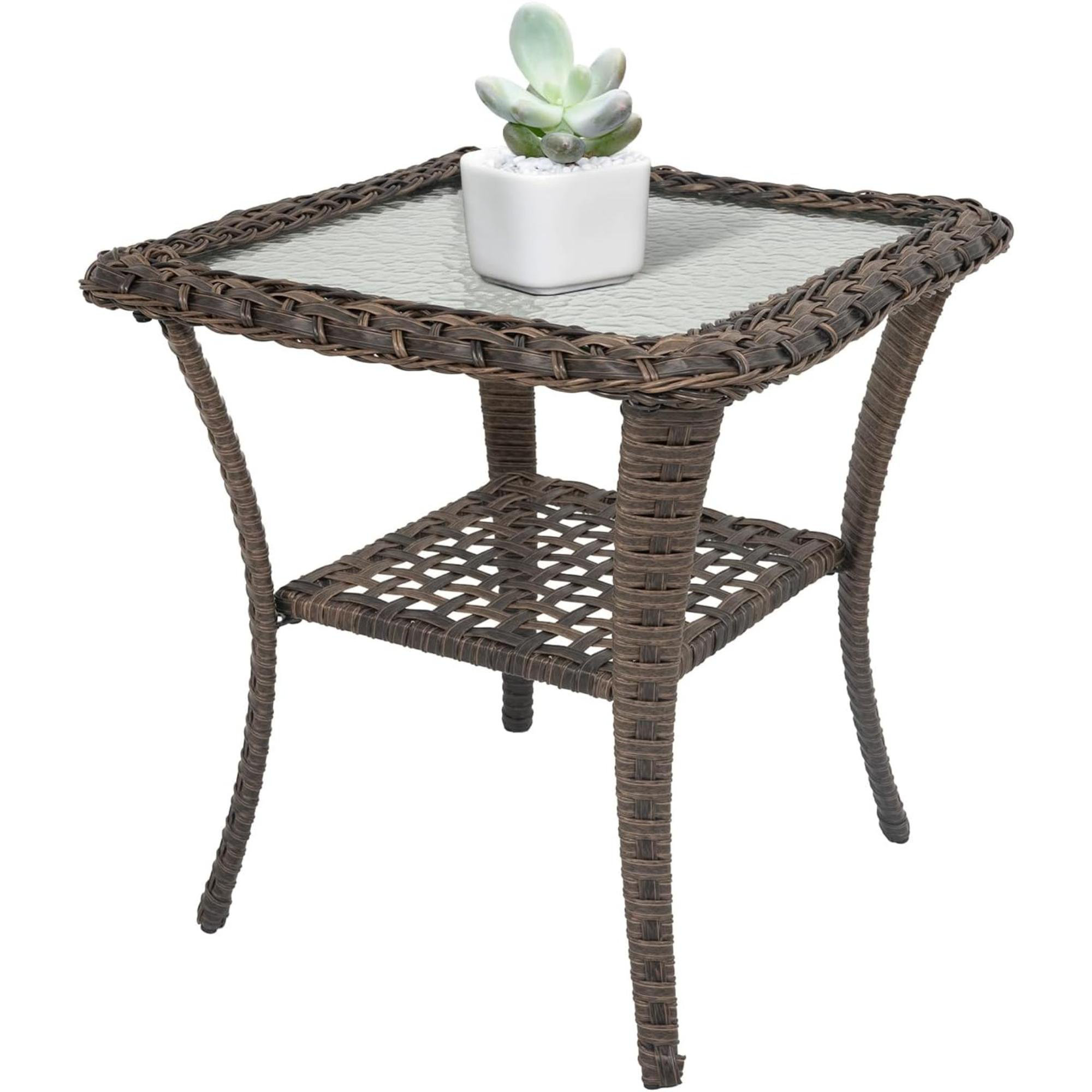 Winston Porter Handwoven Wicker Side Table - Small Outdoor Side Table 2 ...