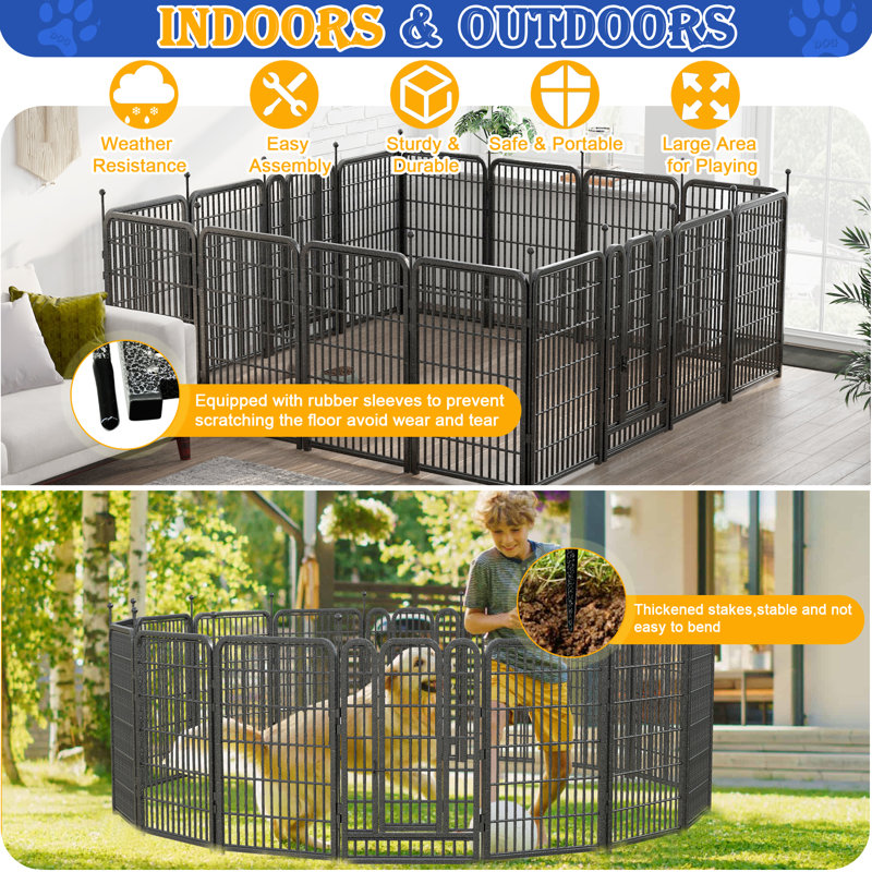 LFCREATOR Dog Playpen Outdoor/Indoor,40" Height 16 Panels Dog Fence,Dog ...