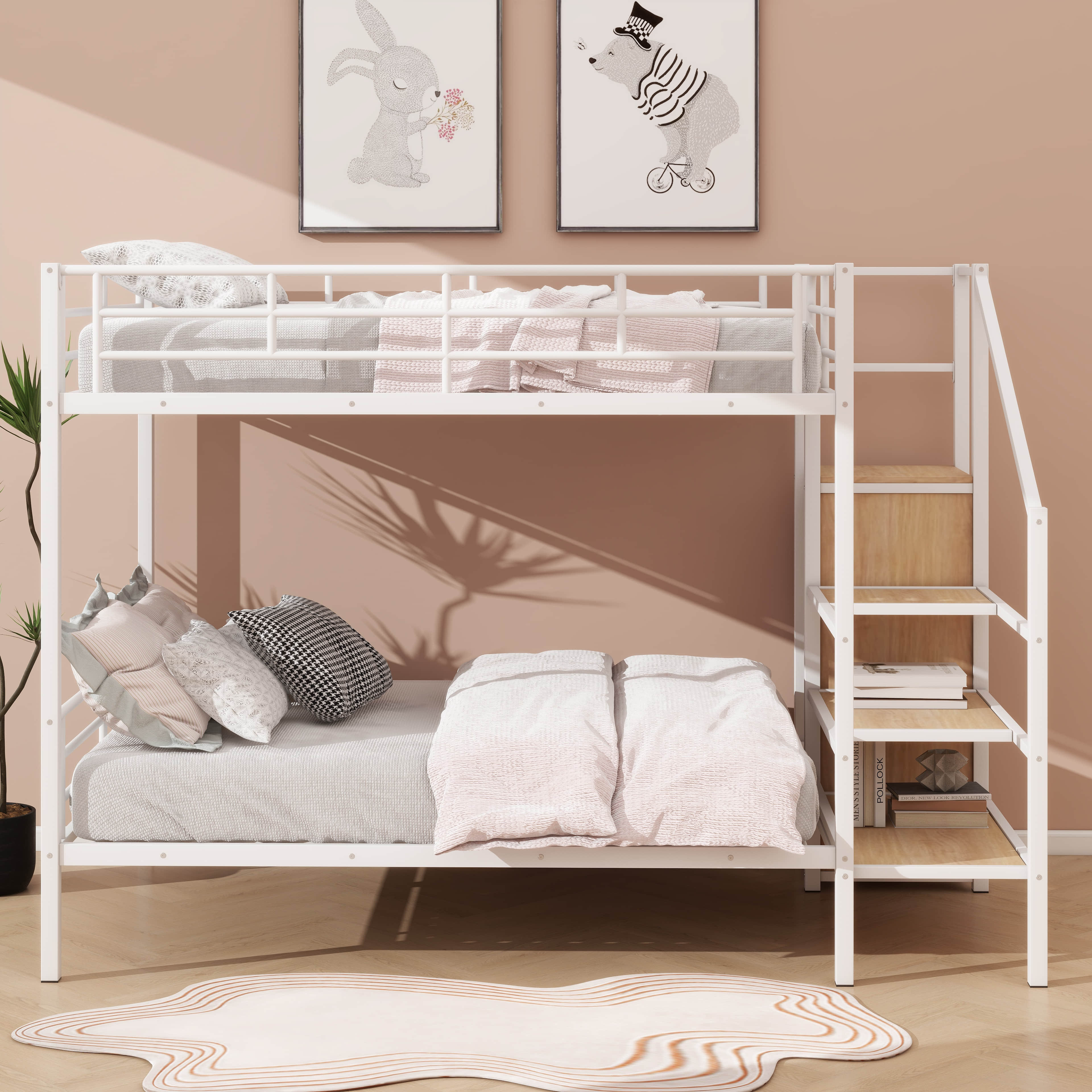 Mason & Marbles A Metal Bunk Bed With Two Full-Sized Mattresses ...