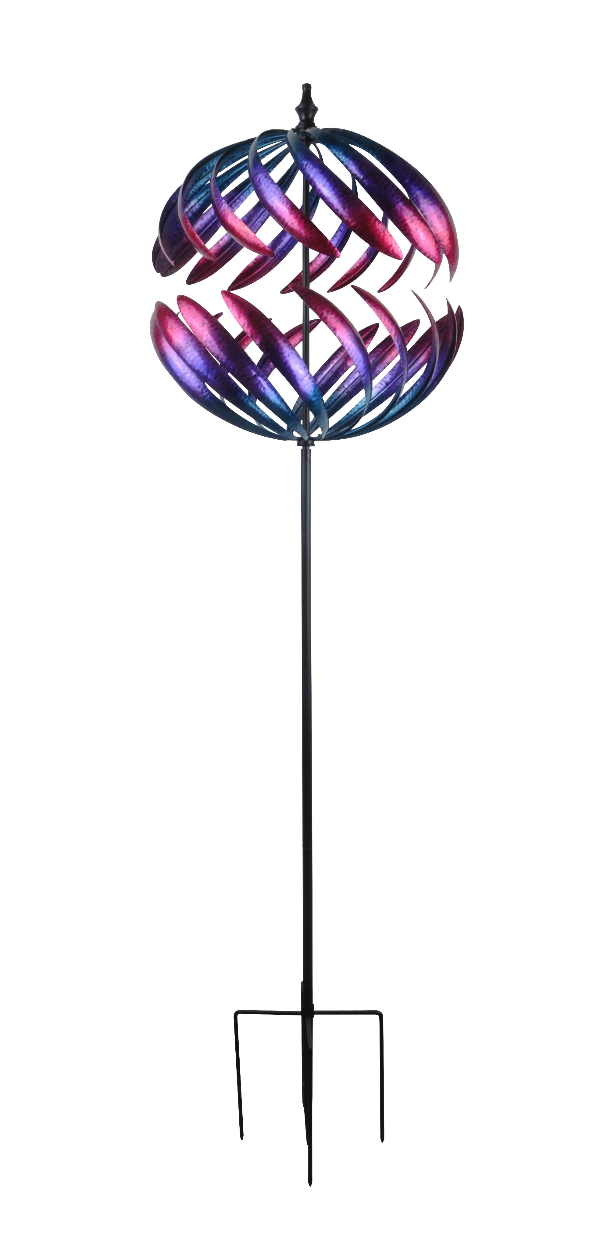 Arlmont & Co. Purple and Pink Sphere Kinetic Wind Spinner Outdoor Metal ...