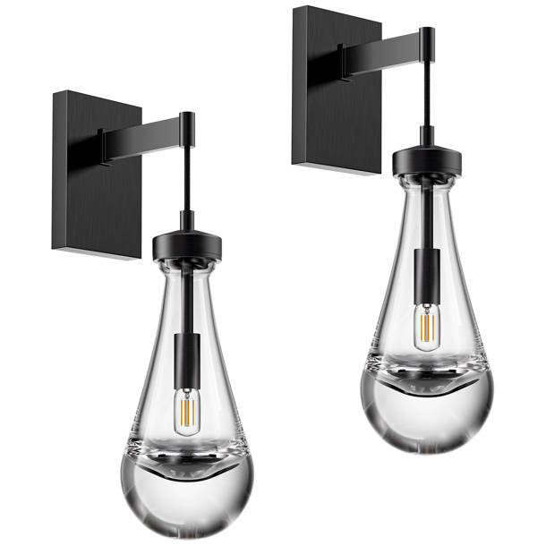 Everly Quinn Kymani Raindrop Solid Thick Glass Armed Rod Wall Sconce ...