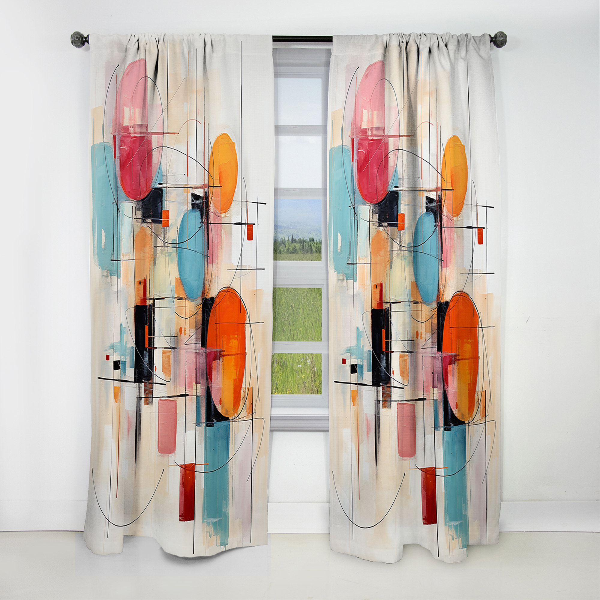 East Urban Home Cedarpoint - Midcentury Abstract Blackout Curtain - 1 ...