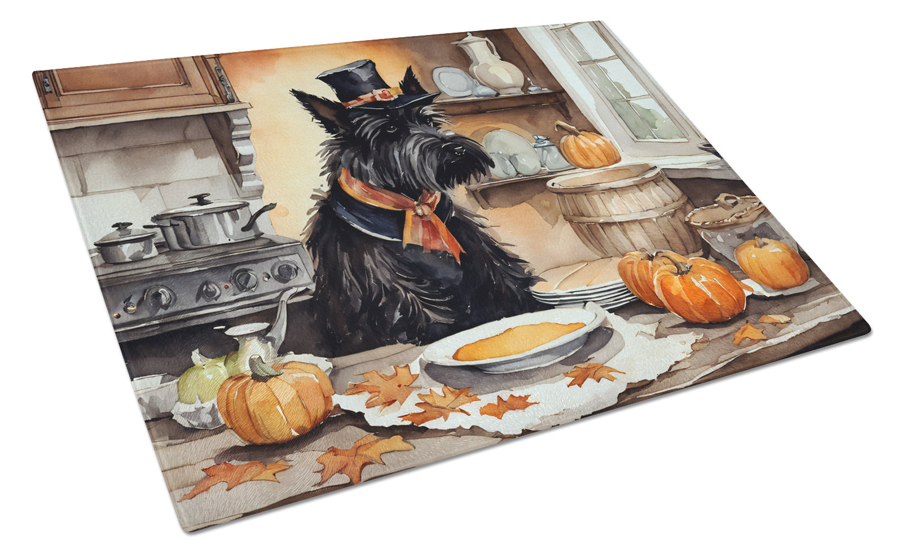 Caroline's Treasures Scottish Terrier Fall Kitchen Pumpkins Glass ...