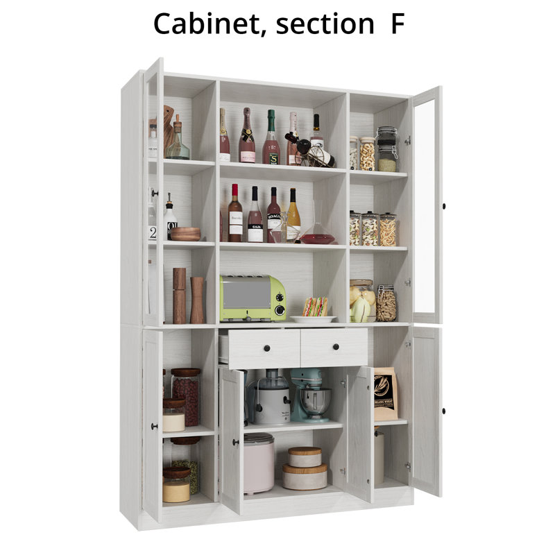 Latitude Run® 71'' Kitchen Pantry With Bookcases, Larger Kitchen Hutch ...