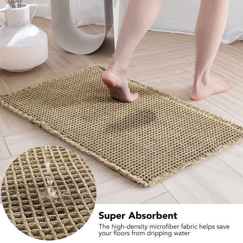 Ebern Designs Upgraded Waffle Super Absorbent Non Slip Bath Rugs with ...